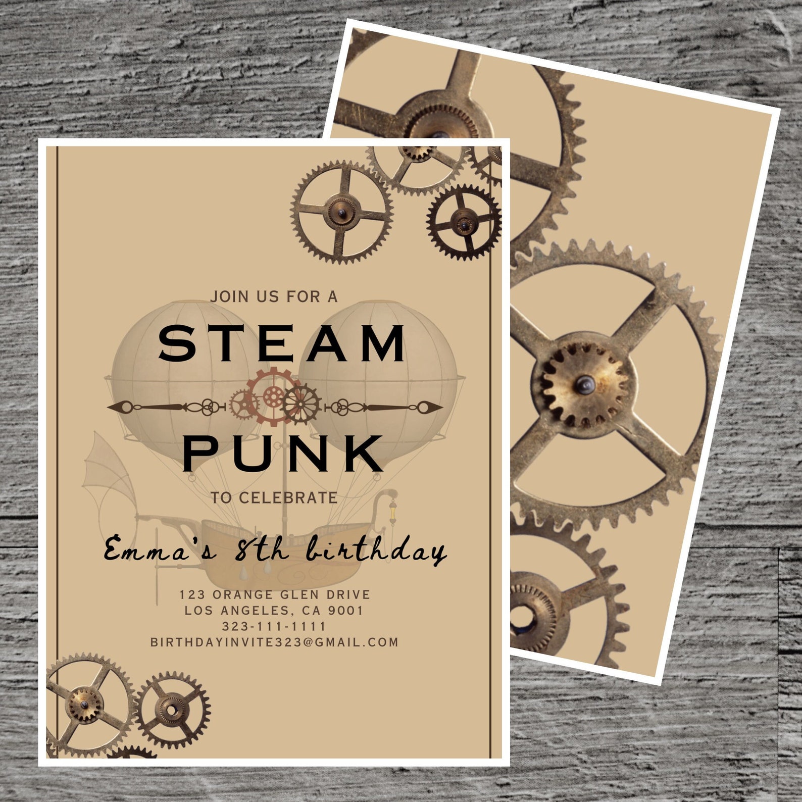 Steampunk Theme Birthday Party Invitation Template, Anachronism Engine ...