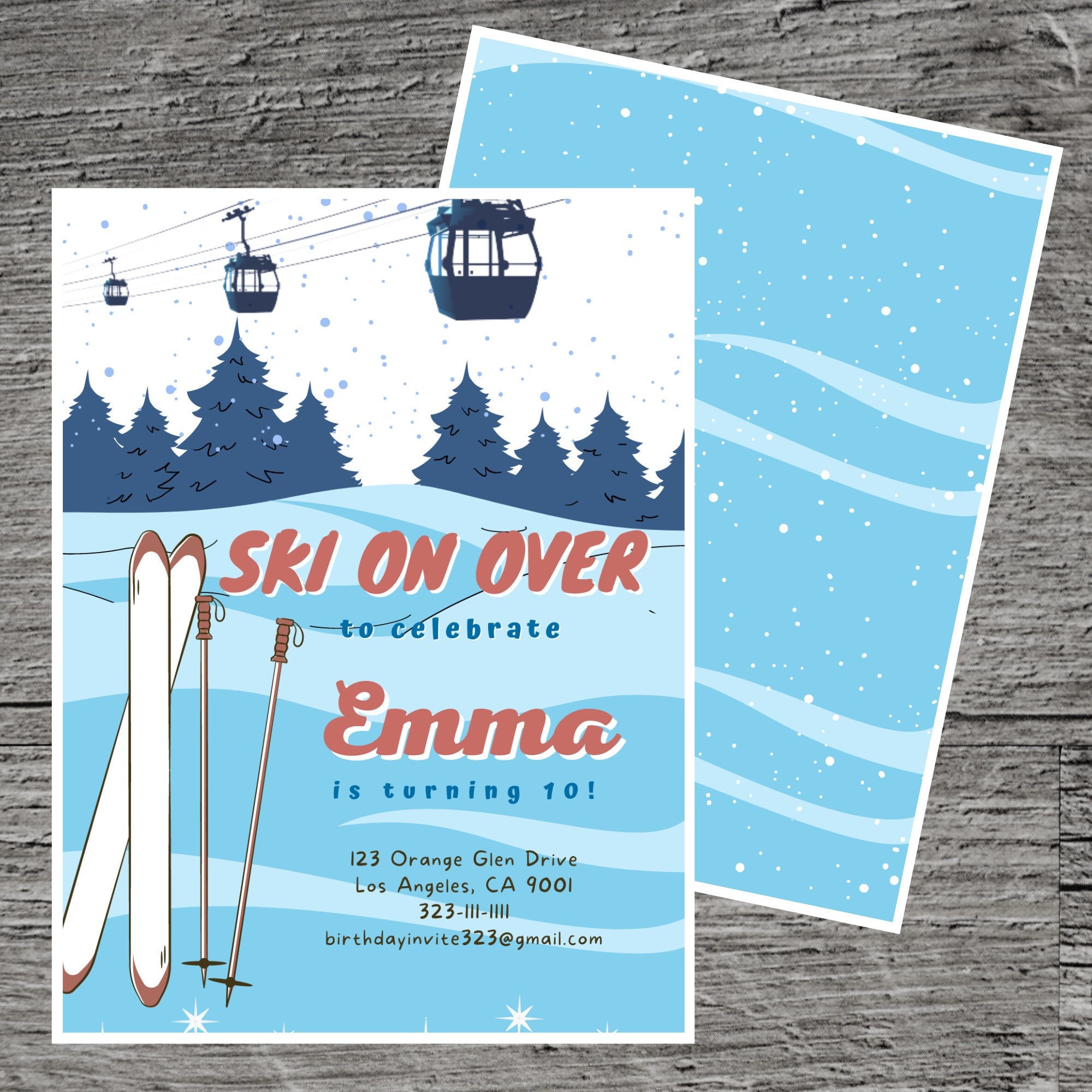 Skiing Theme Birthday Party Invitation, Slopes Shred Mountain Snow ...