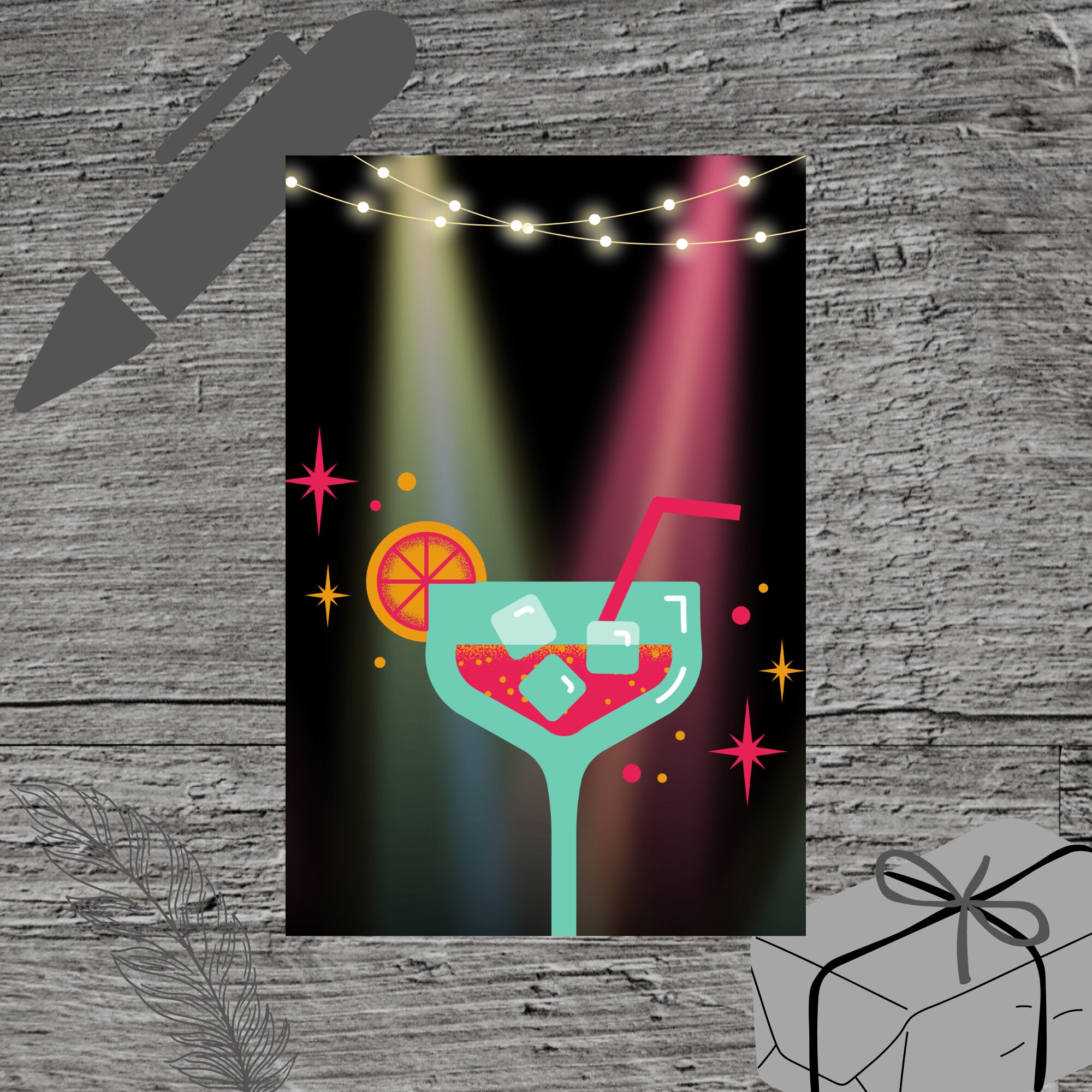 Cocktail Night Theme Birthday Party Invitation, 21st 21 Drink Outing ...