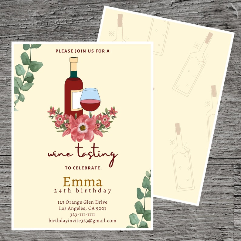 Wine Tasting Birthday Party Invitation, Winery Adult 21+ Drinking Grape ...