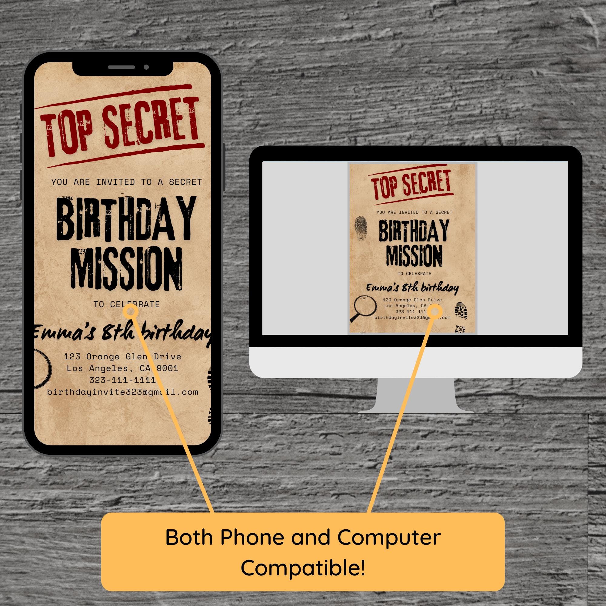 Spy Mission for Emma Theme Birthday Party Invitation Template, Secret ...