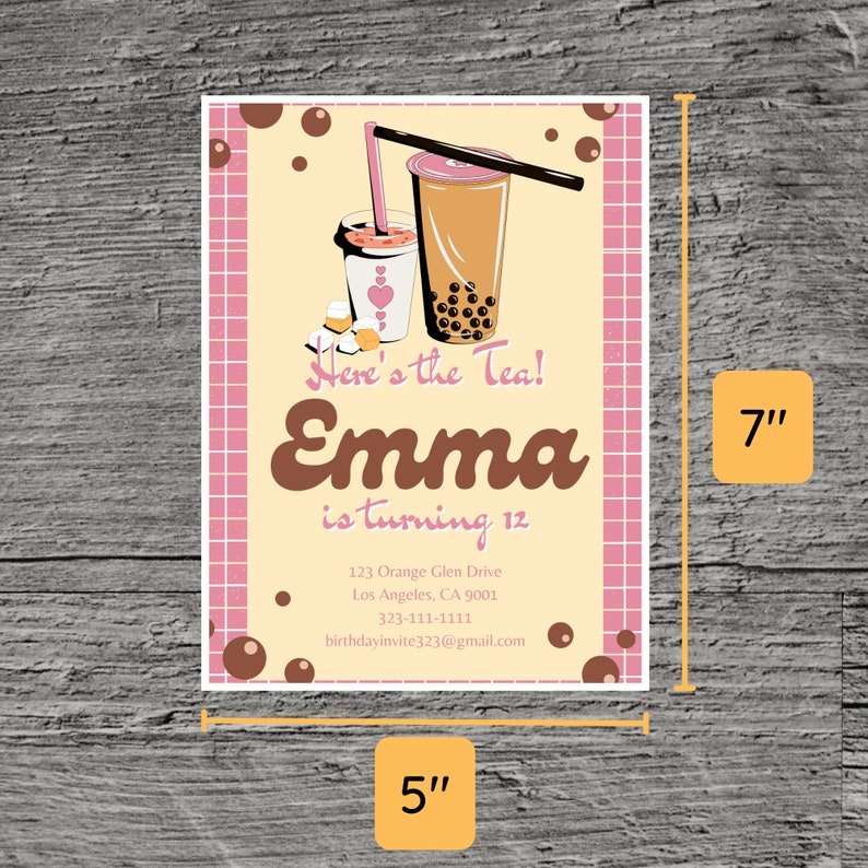 Boba Tea Birthday Party Invitation, Bubble Pop Drink Straw Here's the ...