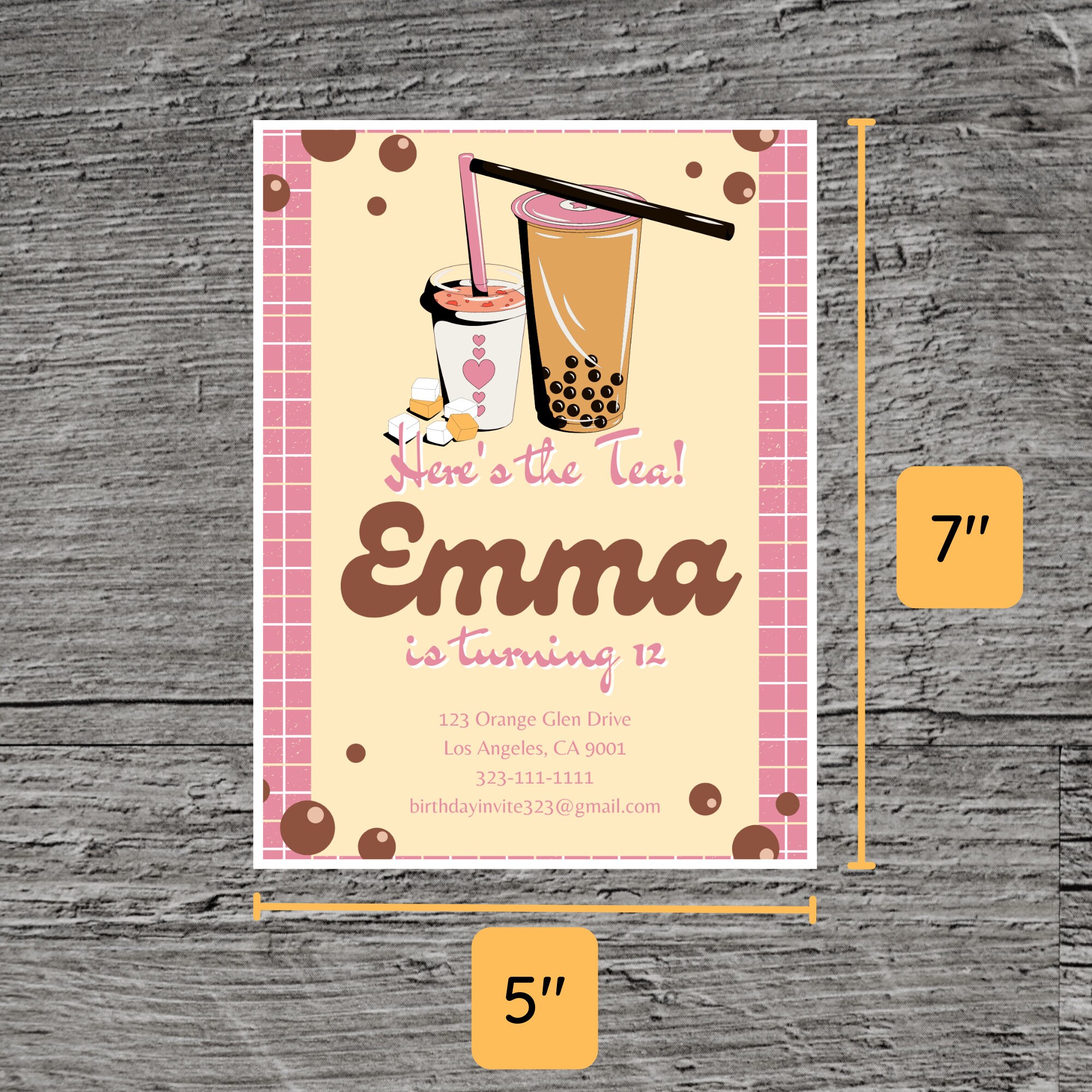 Boba Tea Birthday Party Invitation, Bubble Pop Drink Straw Here's the ...