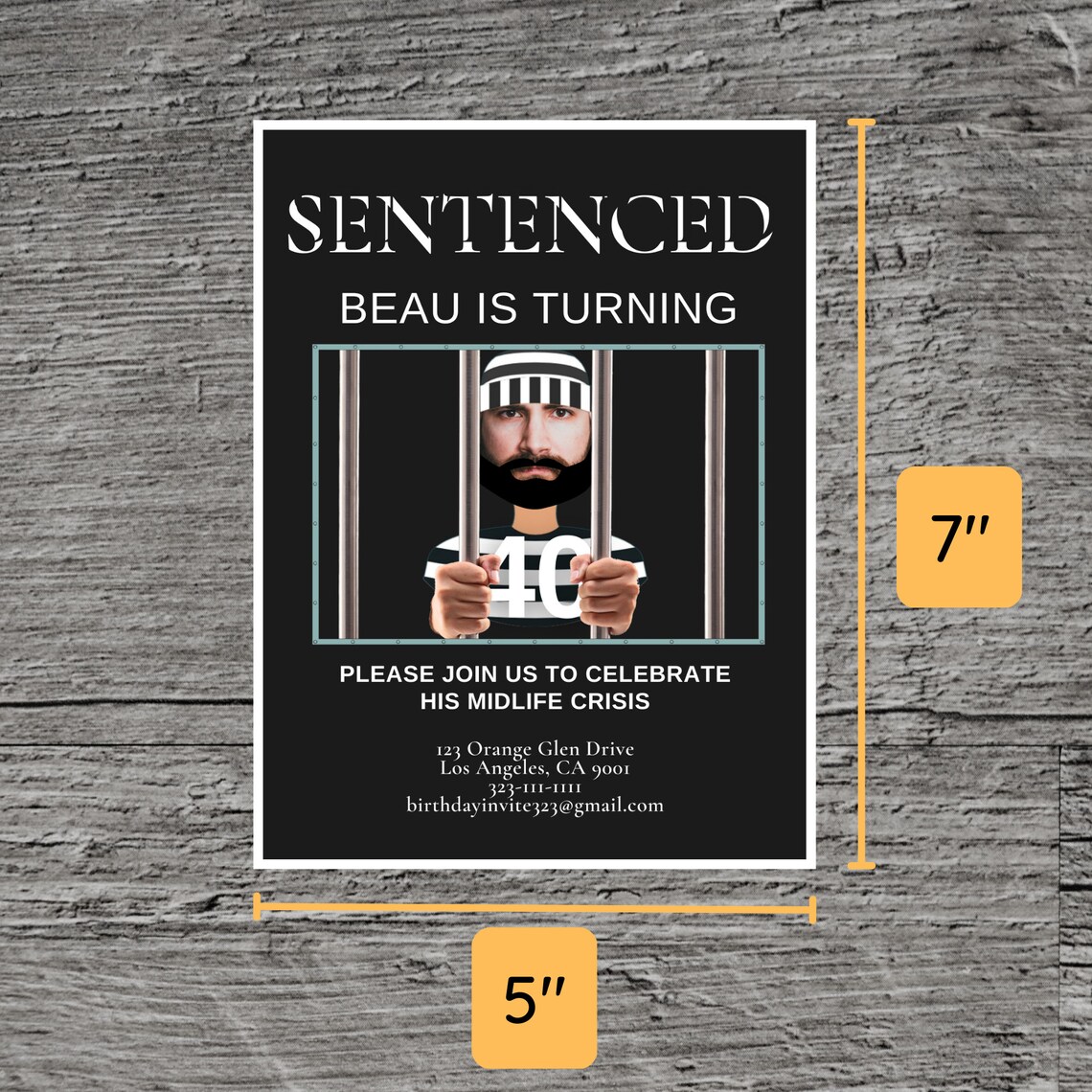 Jail Prison Theme Birthday Party Invitation, Sentenced Trial Inmate ...