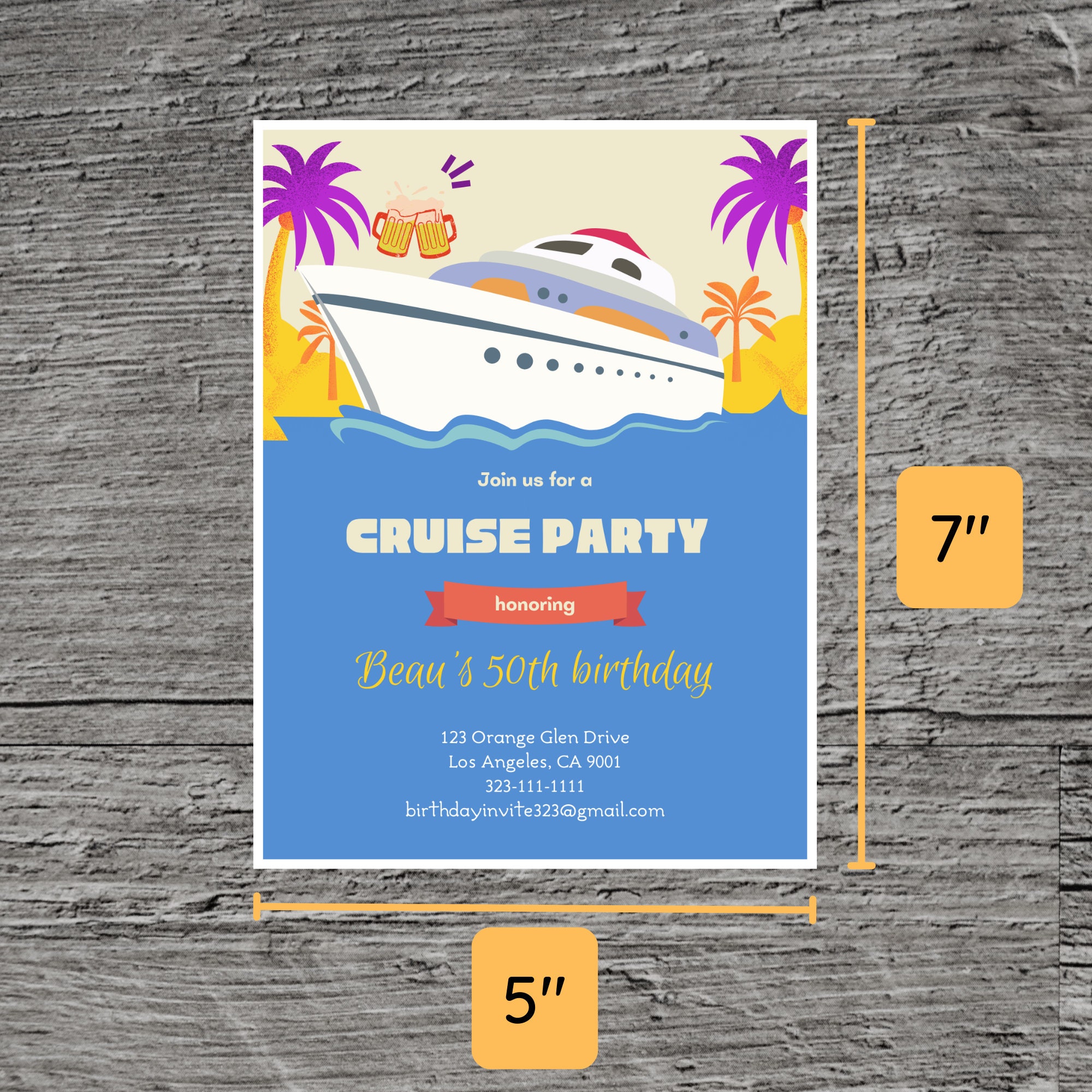 Cruise Theme Birthday Party Invitation, Yacht Boat Booze Travel ...