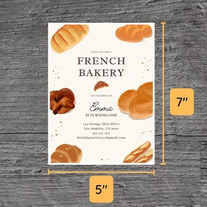 French Bakery for Emma Theme Birthday Party Invitation Template ...