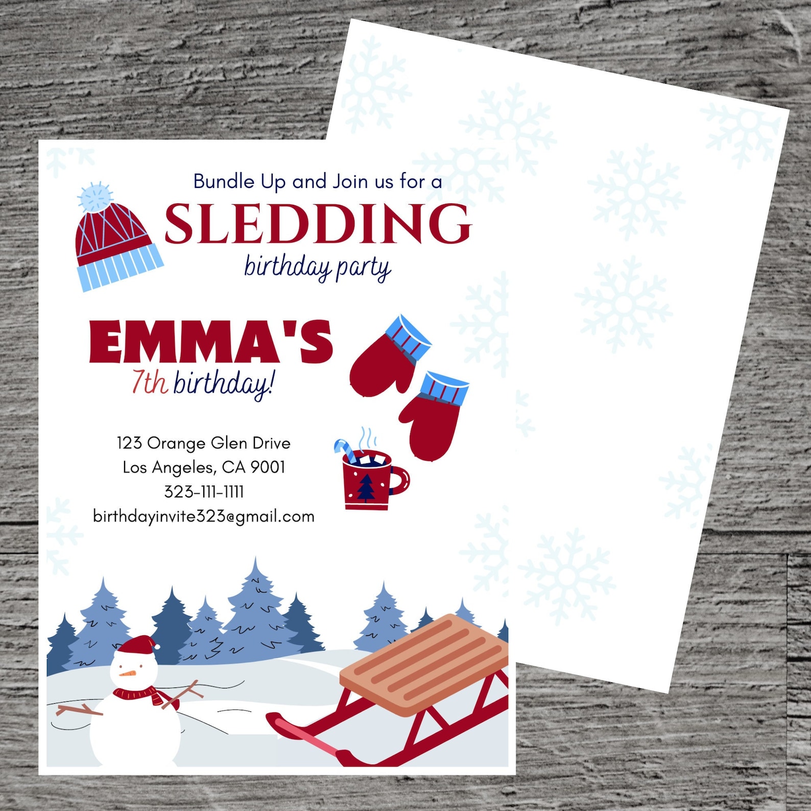 Sledding Theme Birthday Party Invitation, Slopes Shred Mountain Snow ...