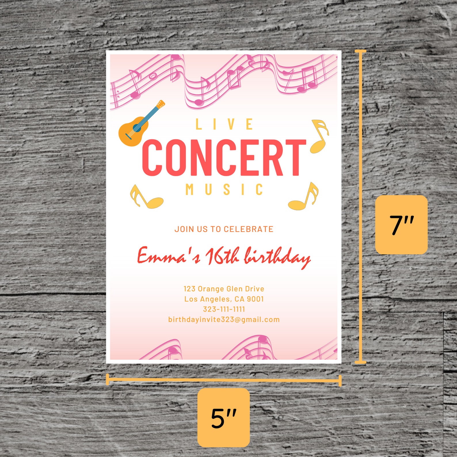 Live Concert Music Theme Birthday Party Invitation Template, Festival ...