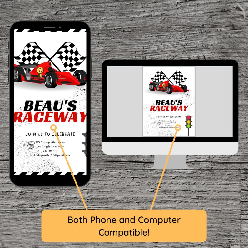 Race Car Driving Theme Birthday Party Invitation Template, Racetrack Go ...