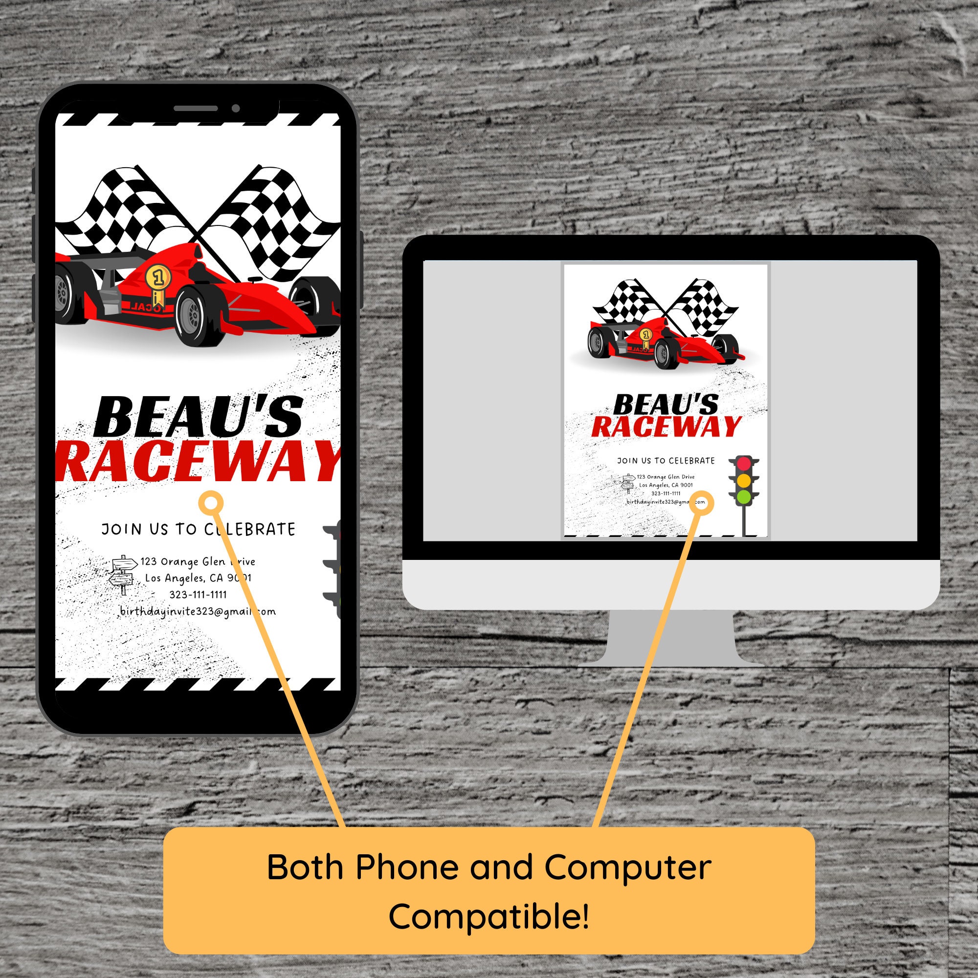 Race Car Driving Theme Birthday Party Invitation Template, Racetrack Go ...
