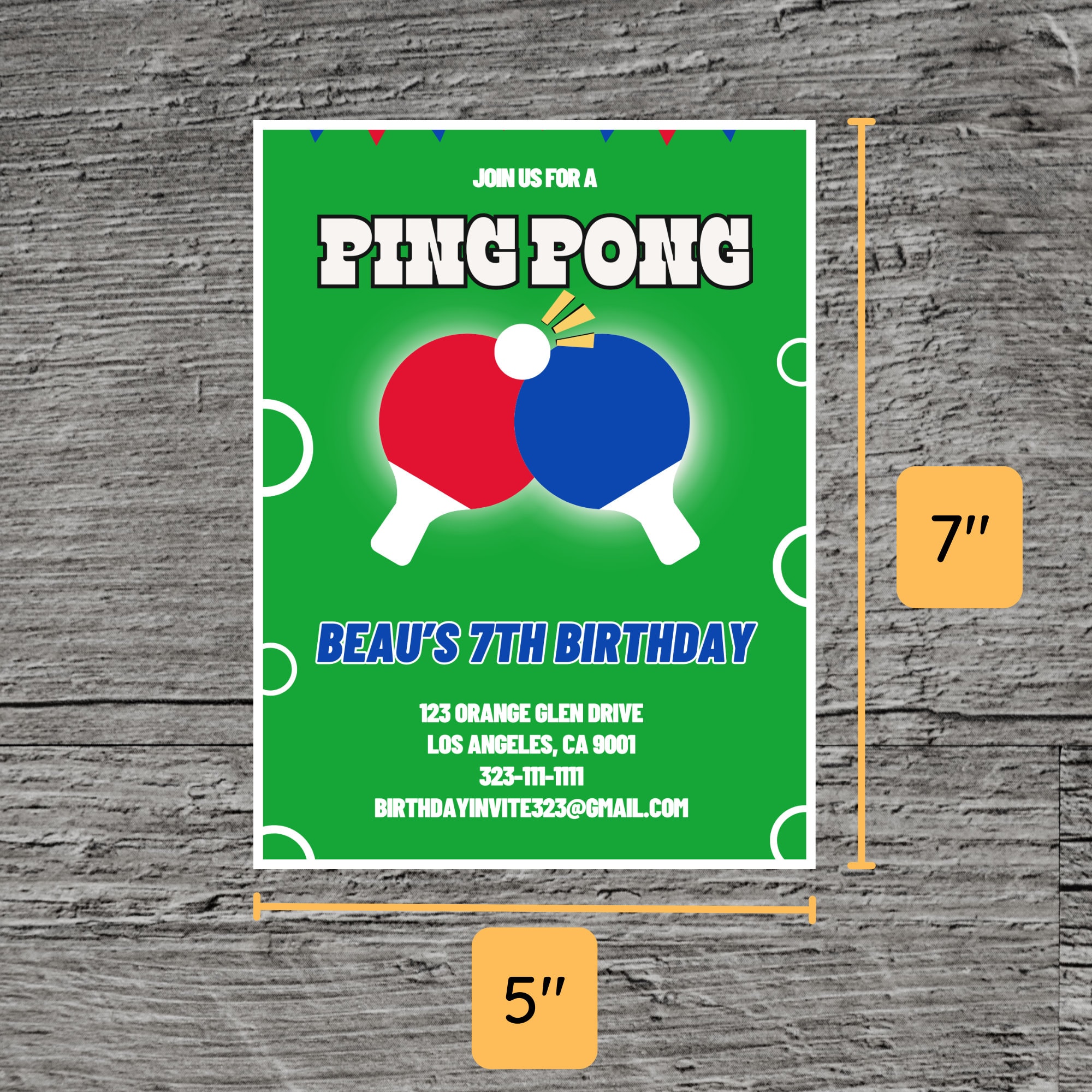 Ping Pong for Beau Theme Birthday Party Invitation Template, Table ...
