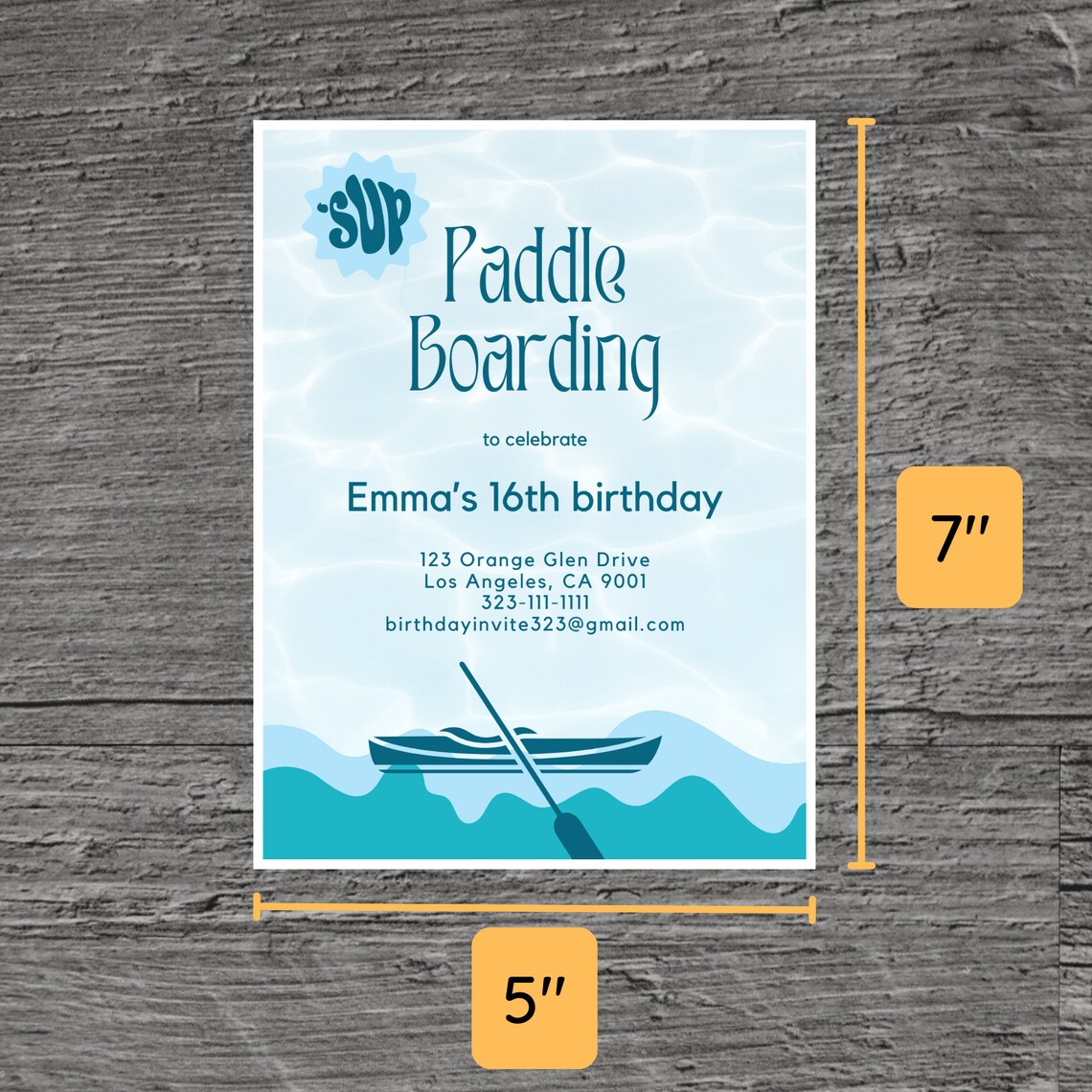 Paddleboarding for Emma Theme Birthday Party Invitation Template ...