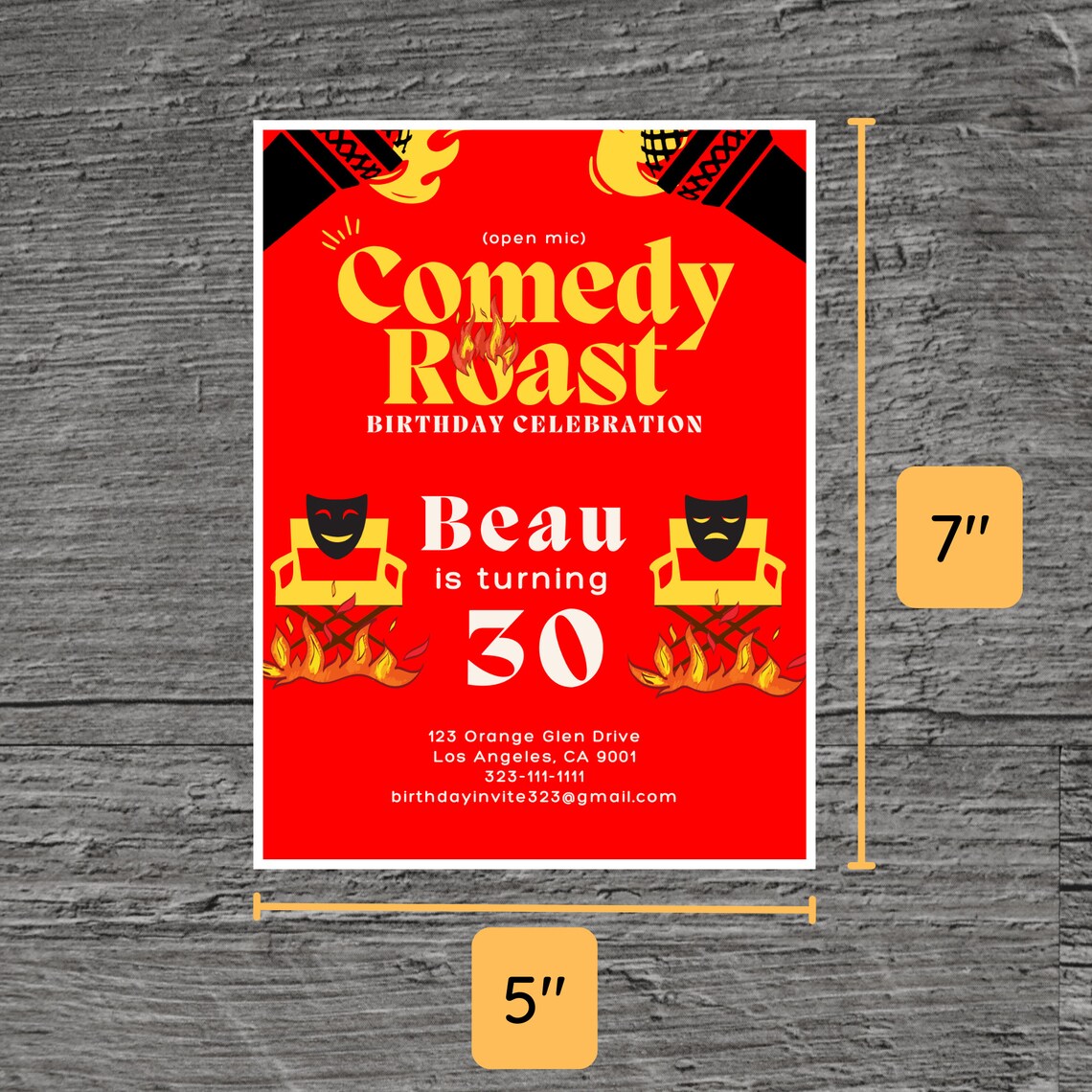Comedy Roast for Beau (open Mic) Theme Birthday Party Invitation ...