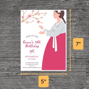 Hanbok (korean) for Emma Theme Birthday Party Invitation, Jokki ...