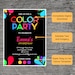 Color Party Theme Birthday Invitation, Dress up in Color, Red Blue ...