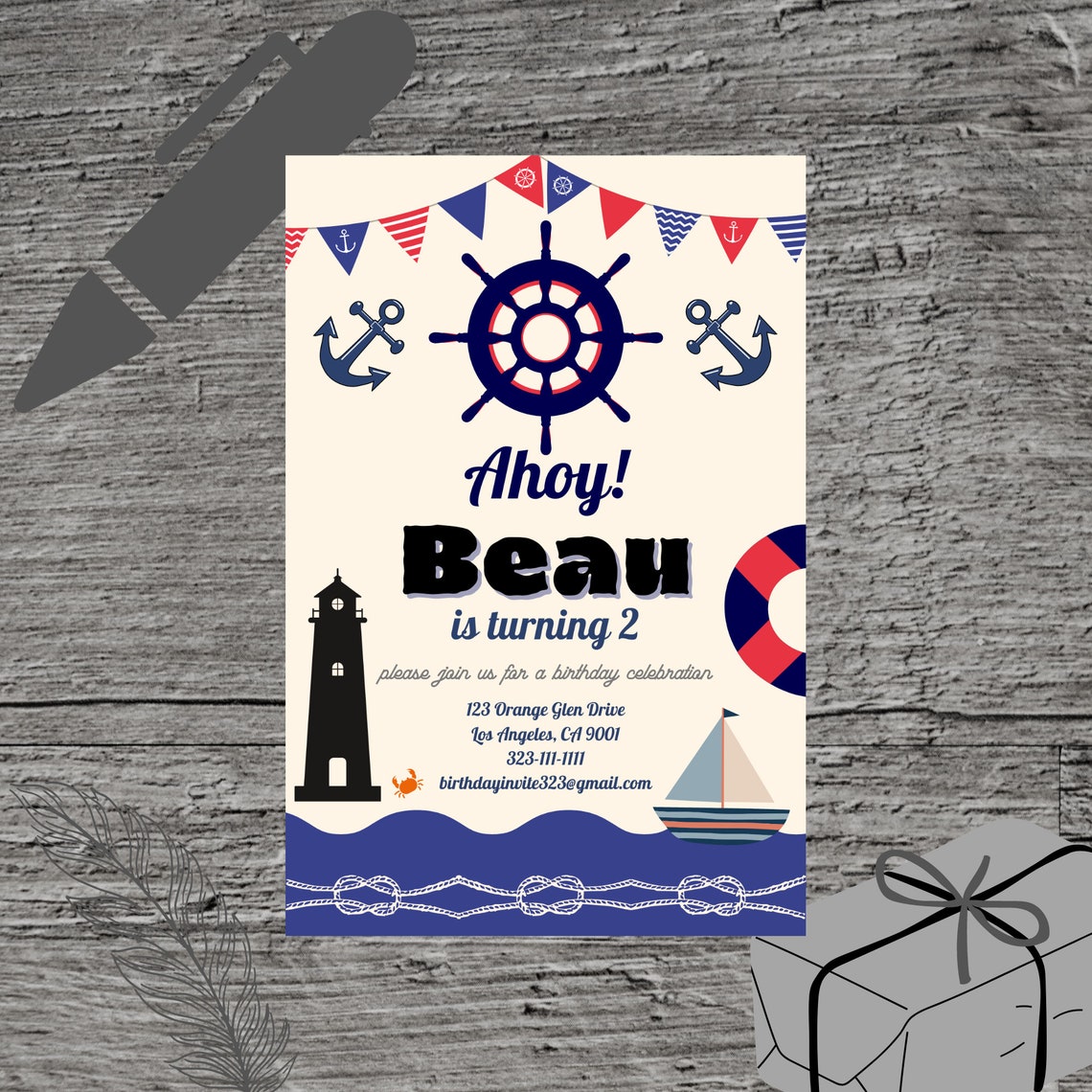 Nautical Theme Birthday Invitation, Sailing Ocean Booze Cruise Sea ...