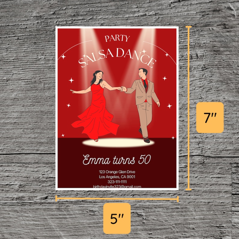 Salsa Dance Theme Birthday Party Invitation, Dancing Spanish Latina ...