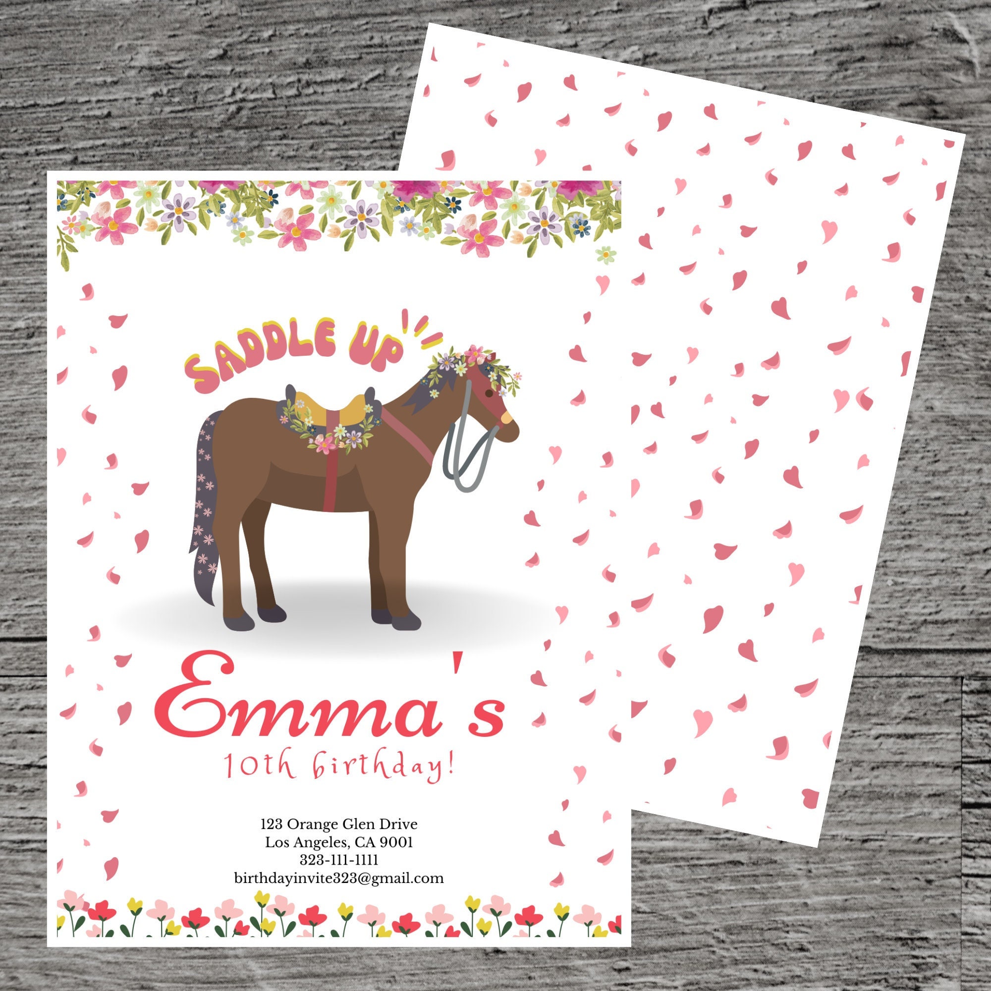 Horse Riding Birthday Party Invitation, Saddle up Pony Horseback Girls ...