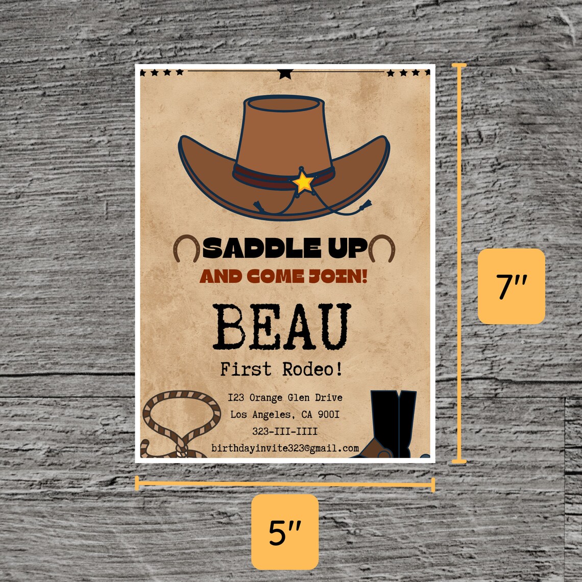 Rodeo Theme Birthday Party Invitation, Western Saddle Cowboy Ranch Yee ...