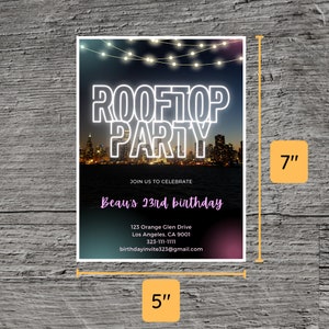 Rooftop Theme Birthday Party Invitation Template, Bar Lounge View ...