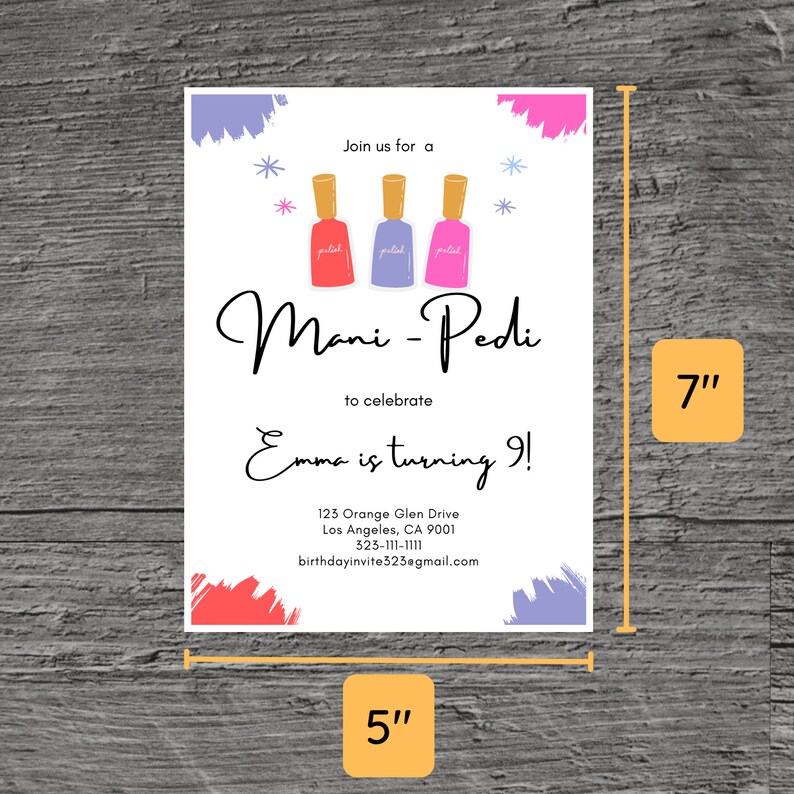 Mani Pedi for Emma Theme Birthday Party Invitation Template, Nails ...