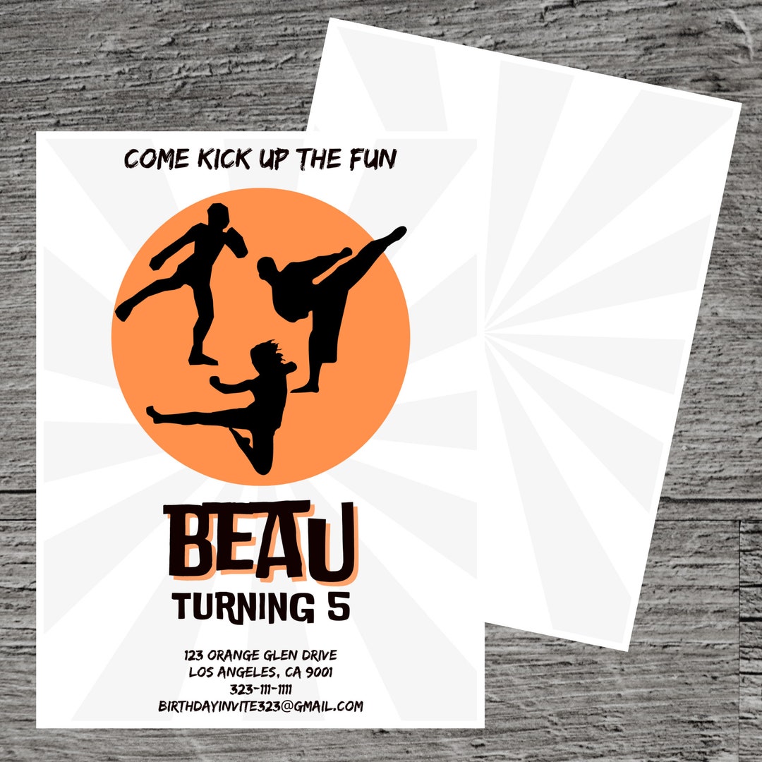 MMA for Beau (mixed Martial Arts) Theme Birthday Party Invitation ...