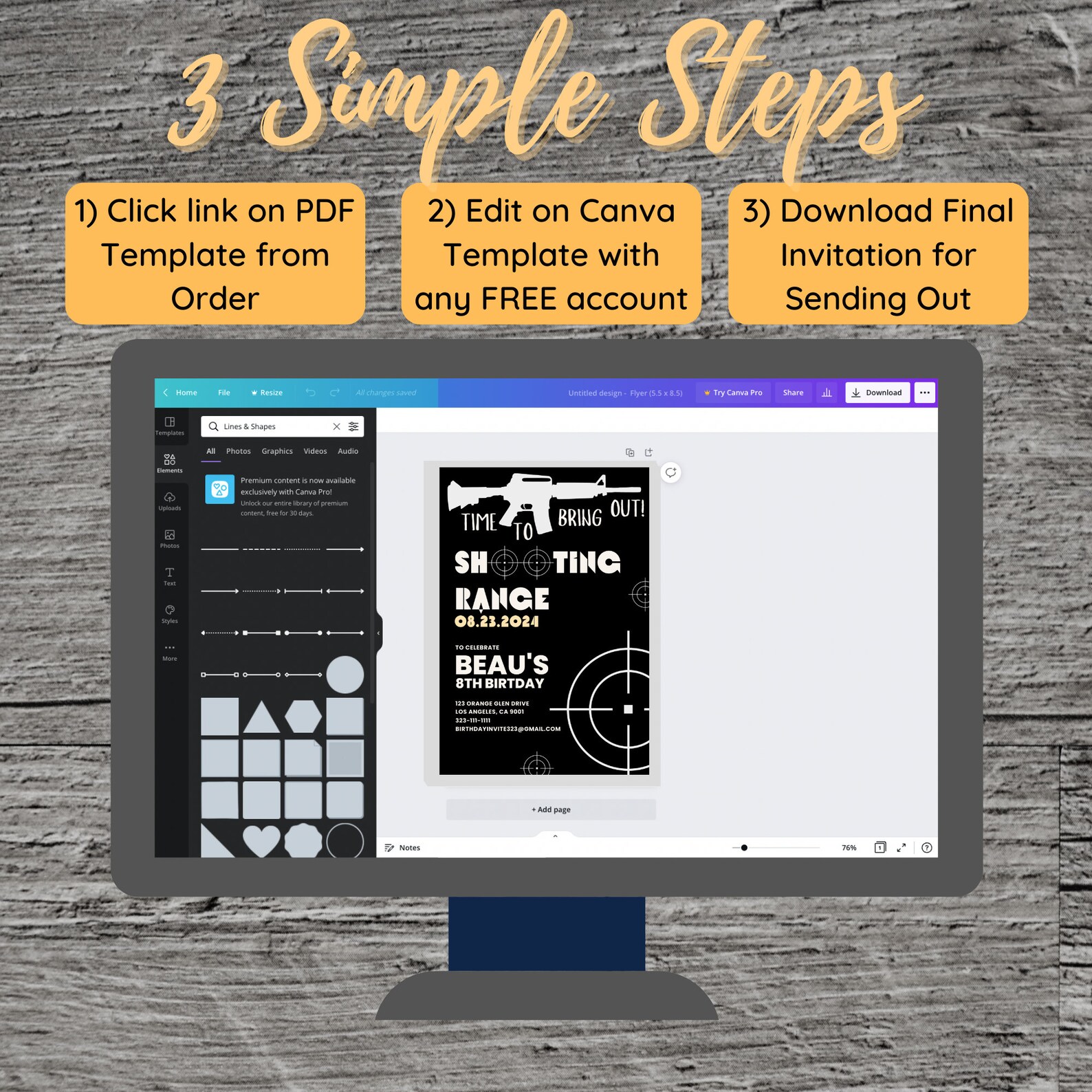 Shooting Range Theme Birthday Party Invitation Template, Archery Rifle ...