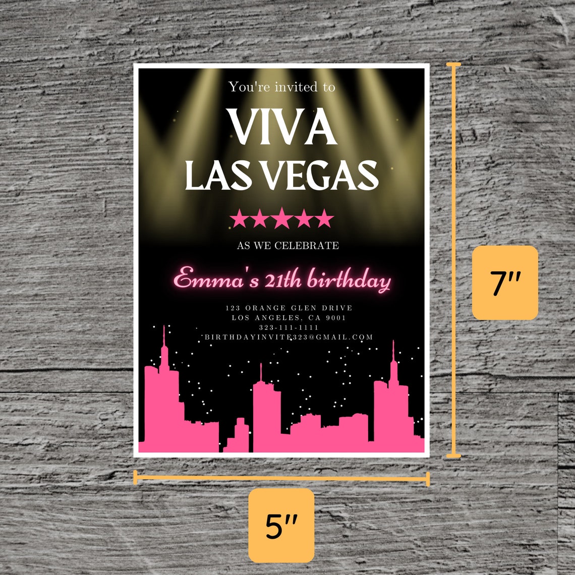 Viva Las Vegas Theme Birthday Party Invitation, Clubbing Night Life ...