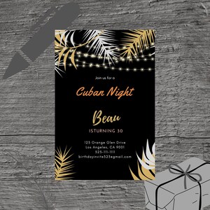 Cuban Night for Beau Theme Birthday Party Invitation Template, Havana ...