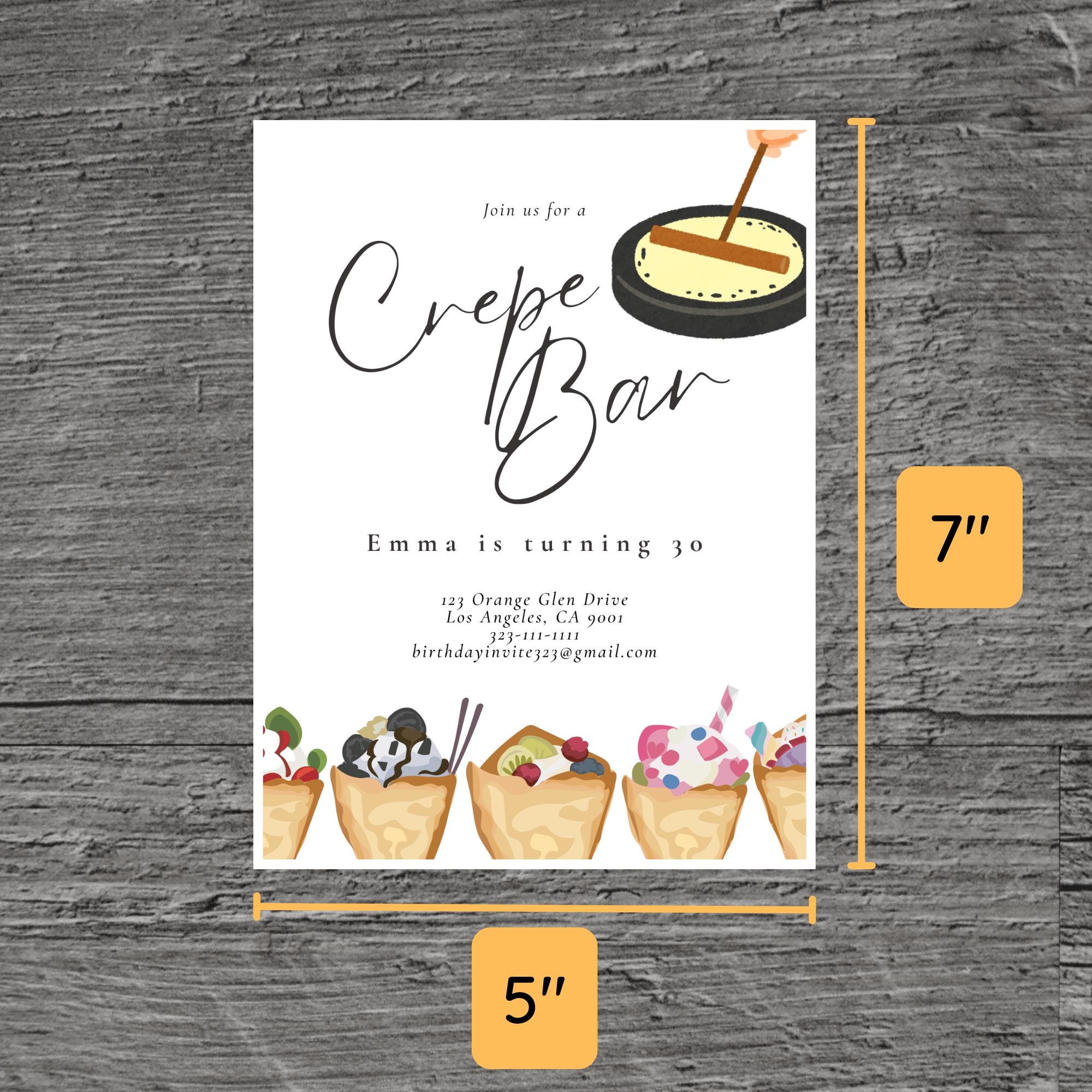 Crepe Bar for Emma Theme Birthday Party Invitation Template, Whipped ...