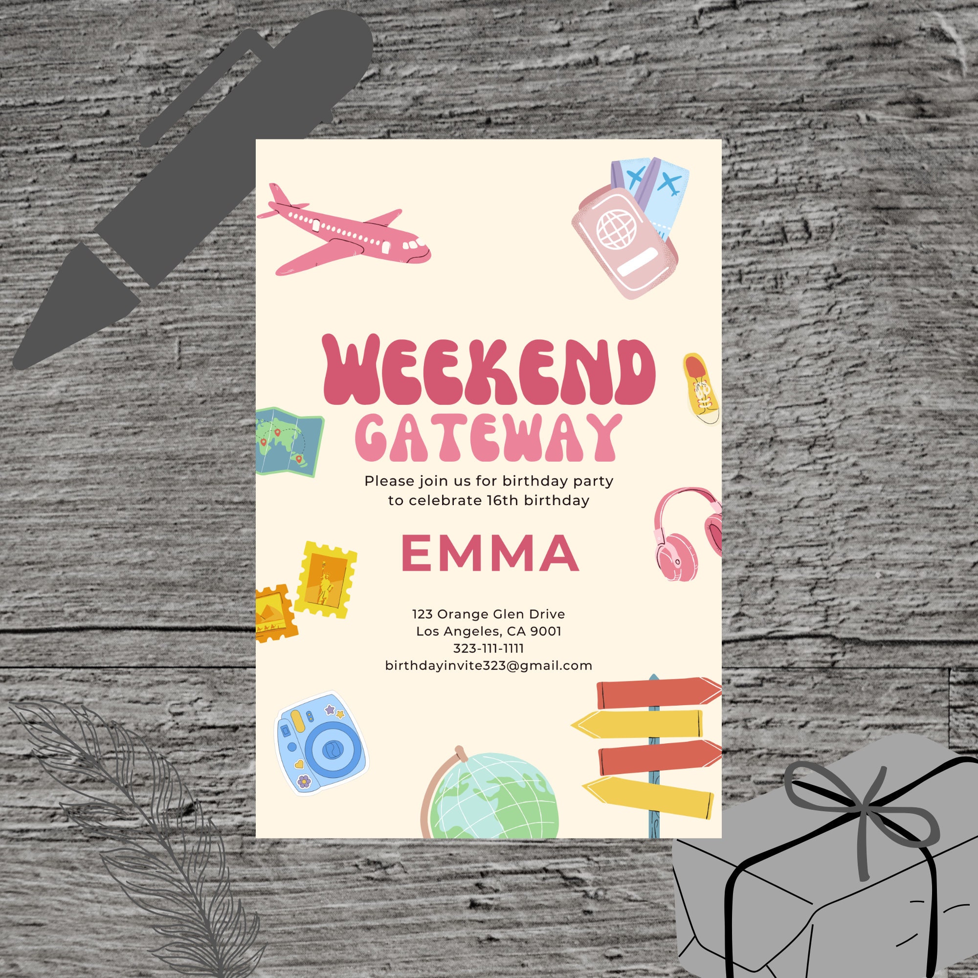 Weekend Getaway Theme Party Invitation, Escape Vacation Adventure Break ...