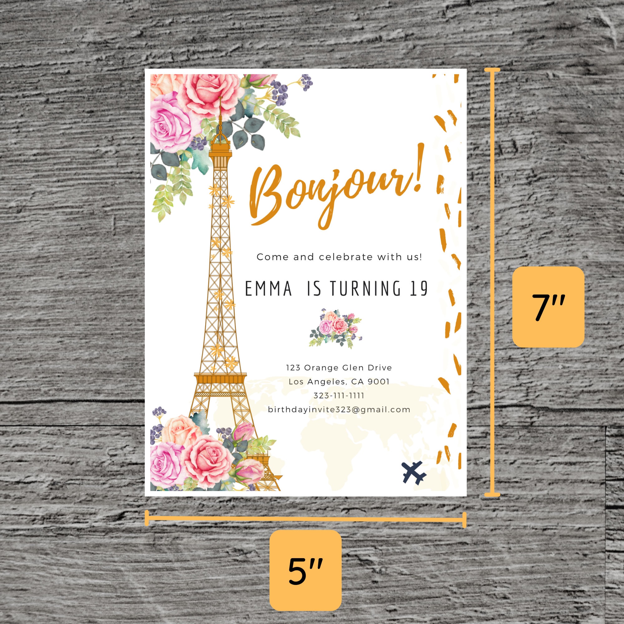 Paris Theme Birthday Party Invitation, Bonjour European French Elegant ...