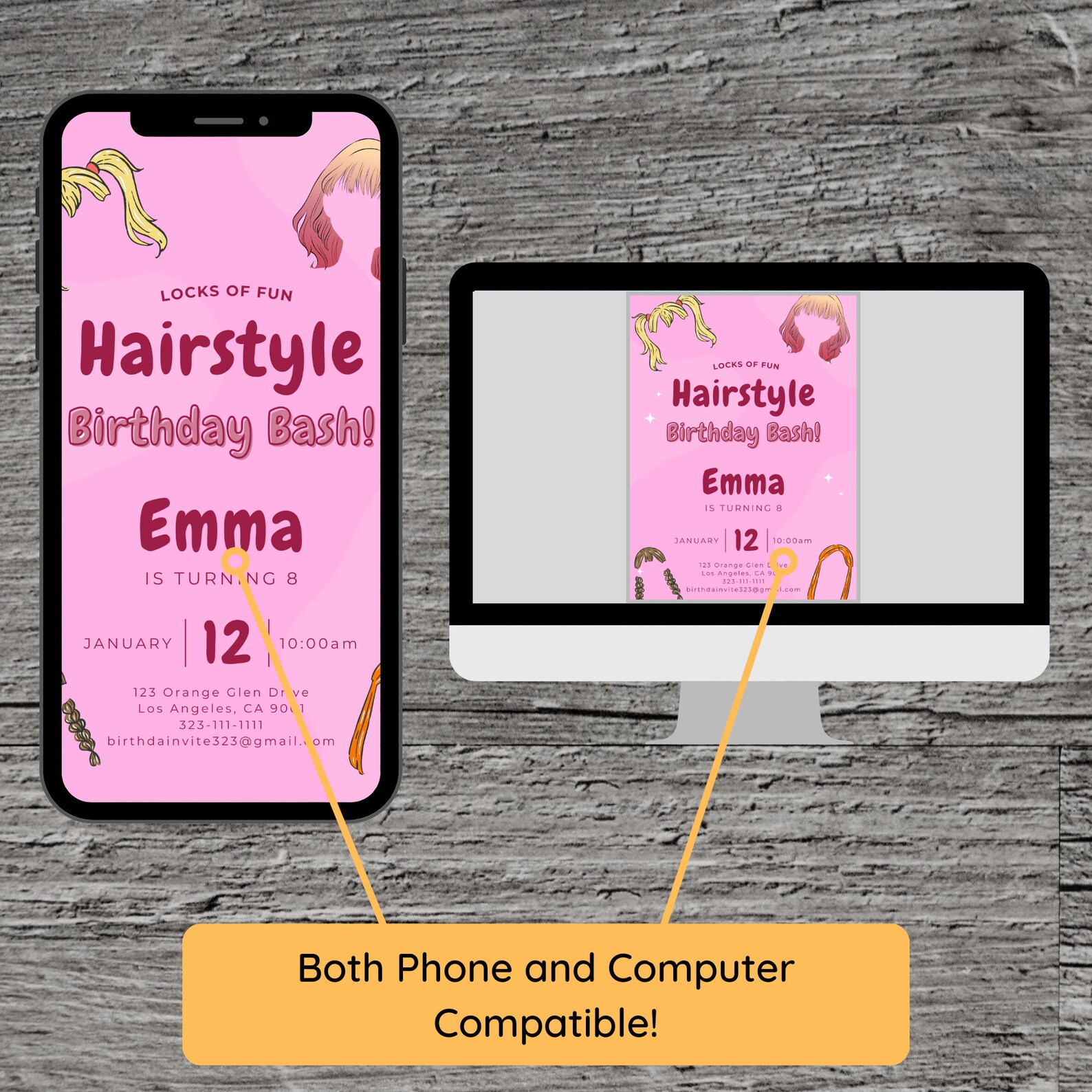 Hairstyles Theme Birthday Party Invitation Template, Pixie Bob Layers ...