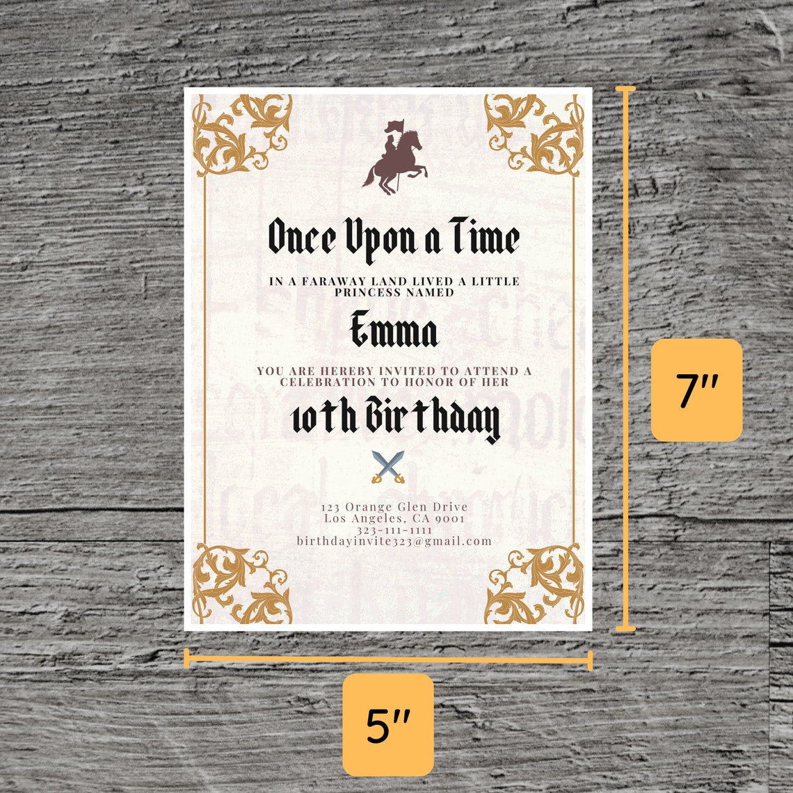 Medieval Theme Birthday Party Invitation Template, Once Upon a Time ...