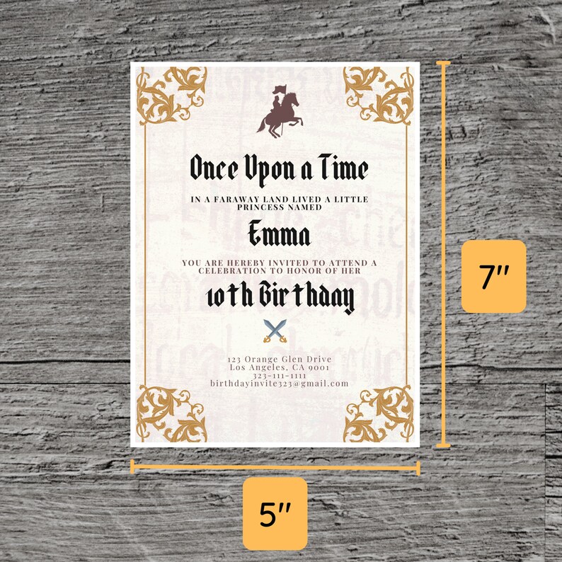 Medieval Theme Birthday Party Invitation Template, Once Upon a Time ...