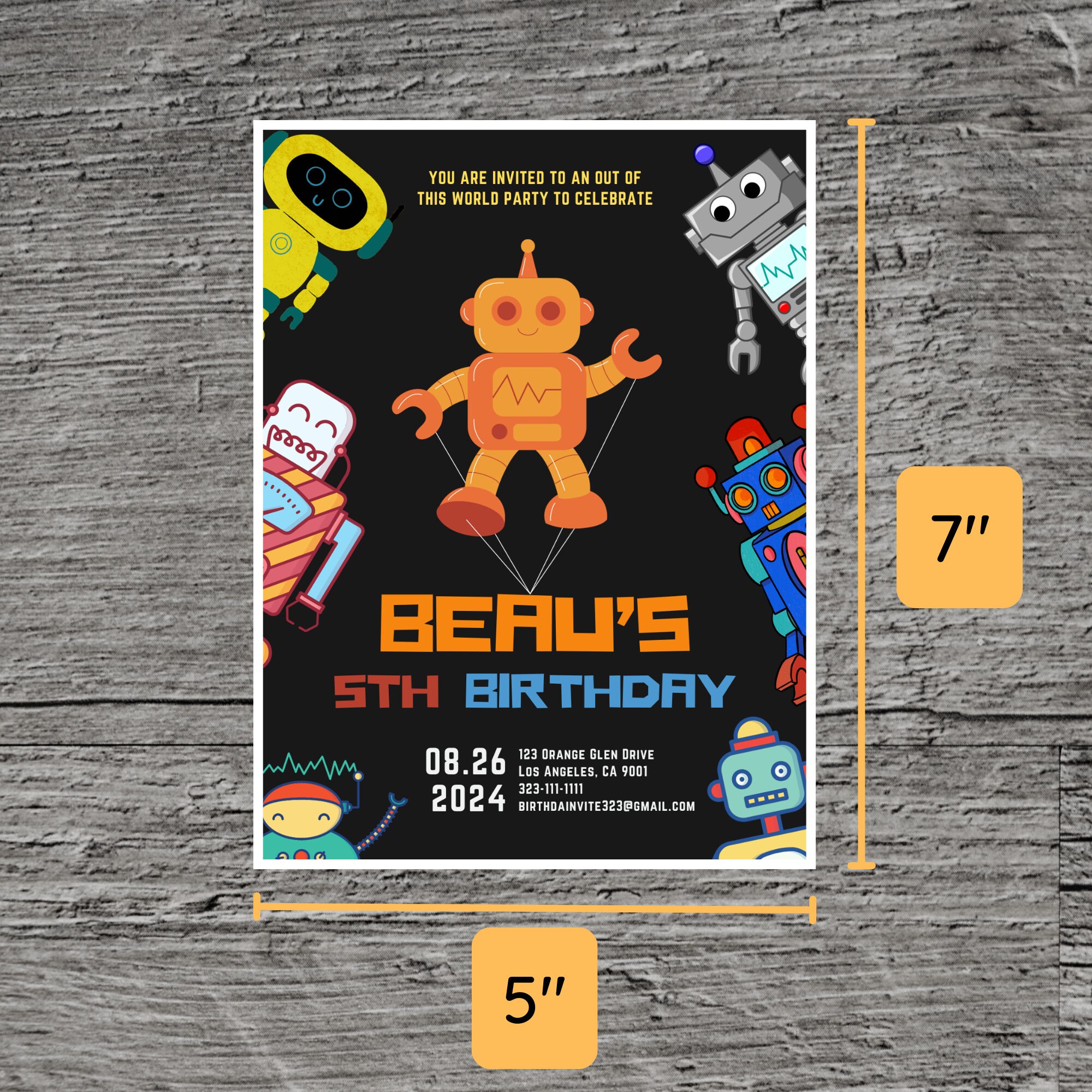 Robots Theme Birthday Party Invitation Template, Cyborg Android Machine ...