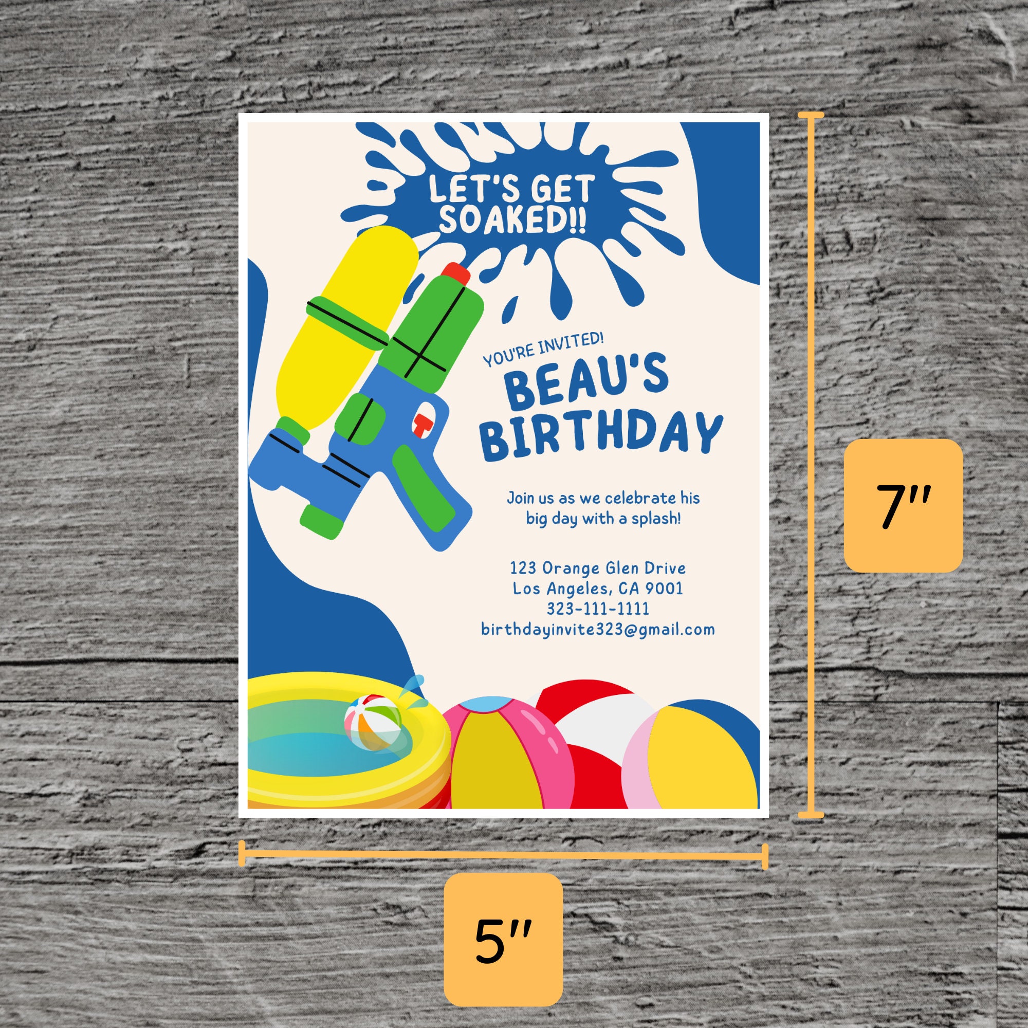 Let's Get Soaked Water Bash Birthday Party Invitation Template ...