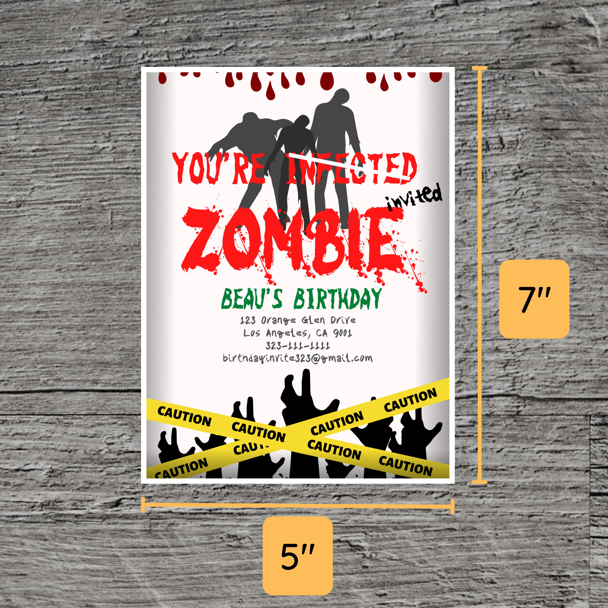 Zombie Infection Birthday Party Invitation, Warning Apocalypse World ...