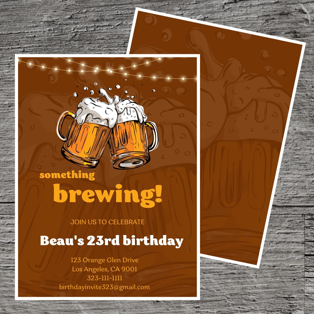 Beer Theme Birthday Party Invitation, Brewery Brews Beer-tasting Suds ...