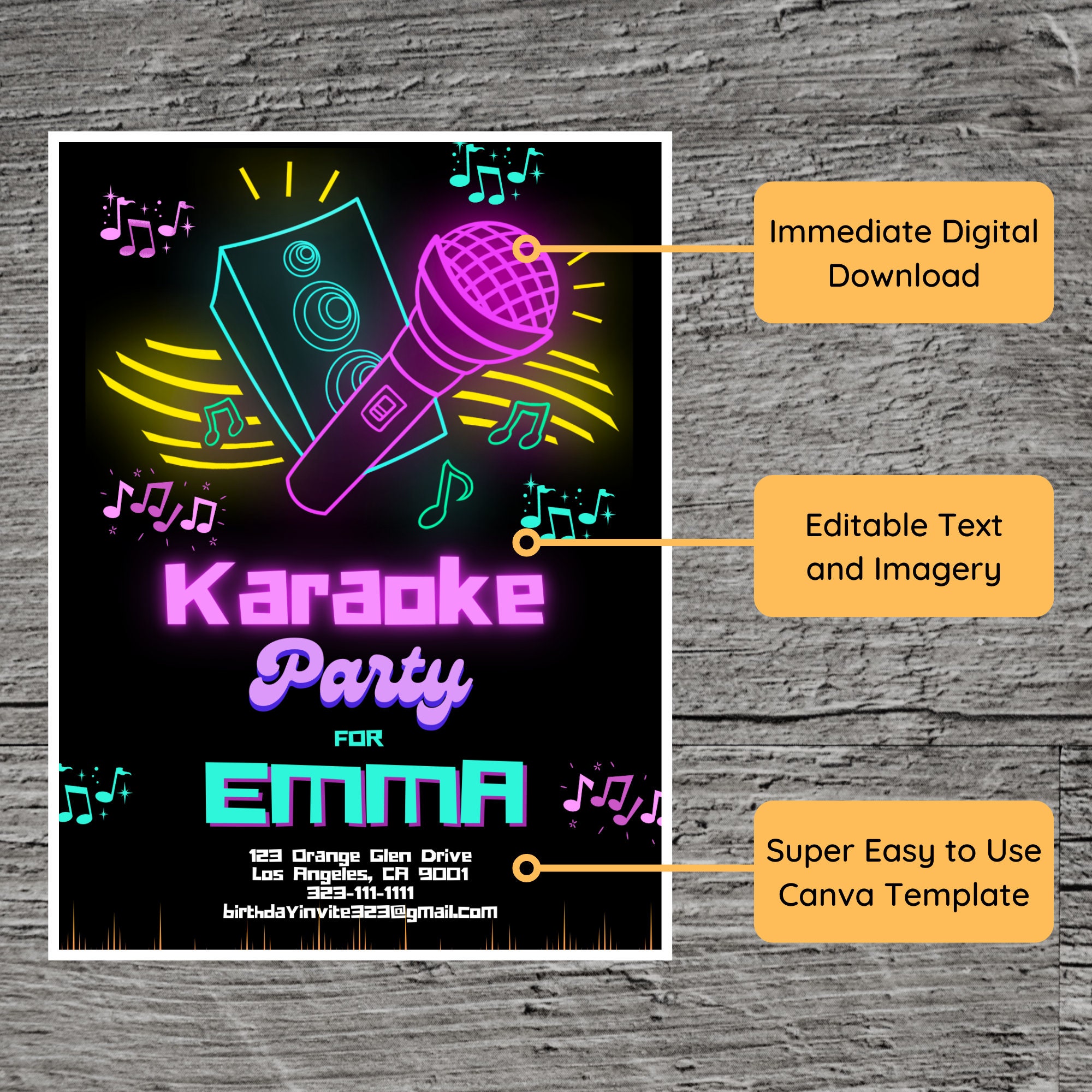 Plantilla de invitación a fiesta de cumpleaños para cantar en karaoke ...