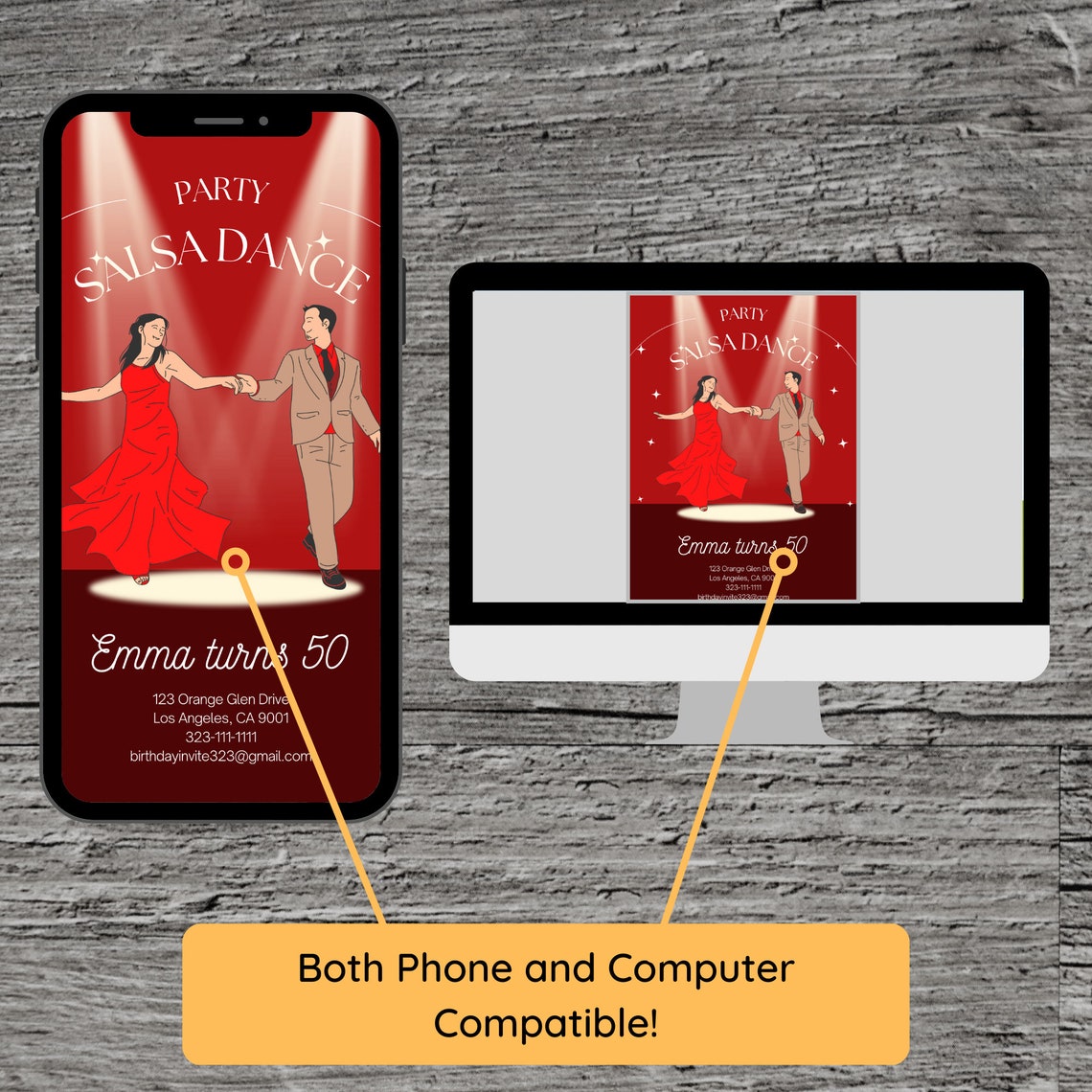 Salsa Dance Theme Birthday Party Invitation, Dancing Spanish Latina ...