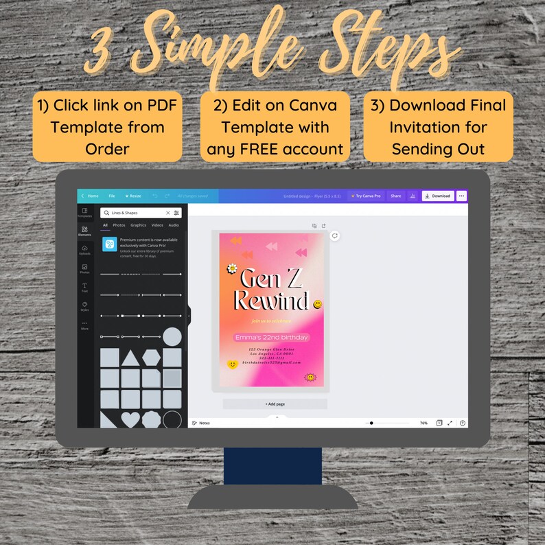 Gen Z Rewind Theme Birthday Party Invitation Template, Flashback ...