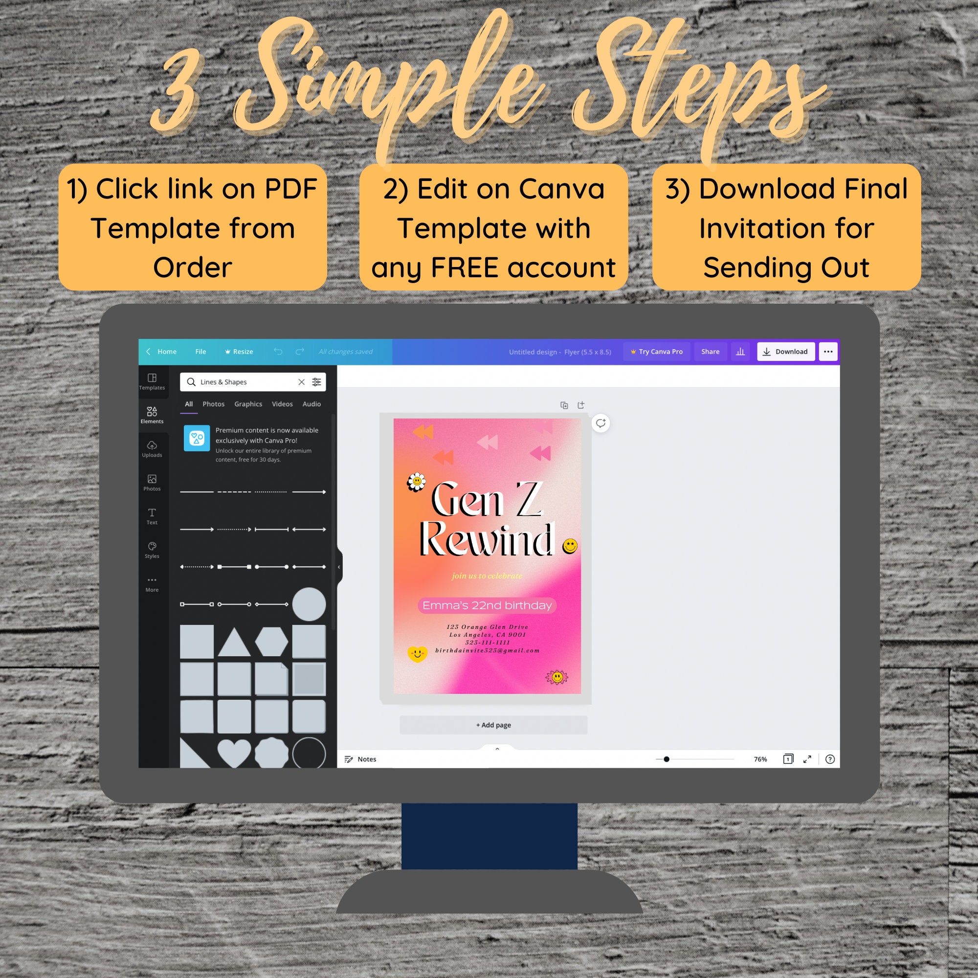 Gen Z Rewind Theme Birthday Party Invitation Template, Flashback ...