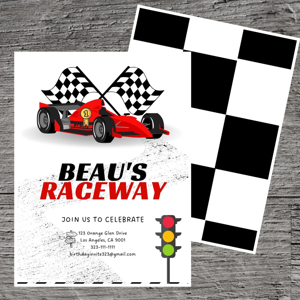 Race Car Driving Theme Birthday Party Invitation Template, Racetrack Go ...