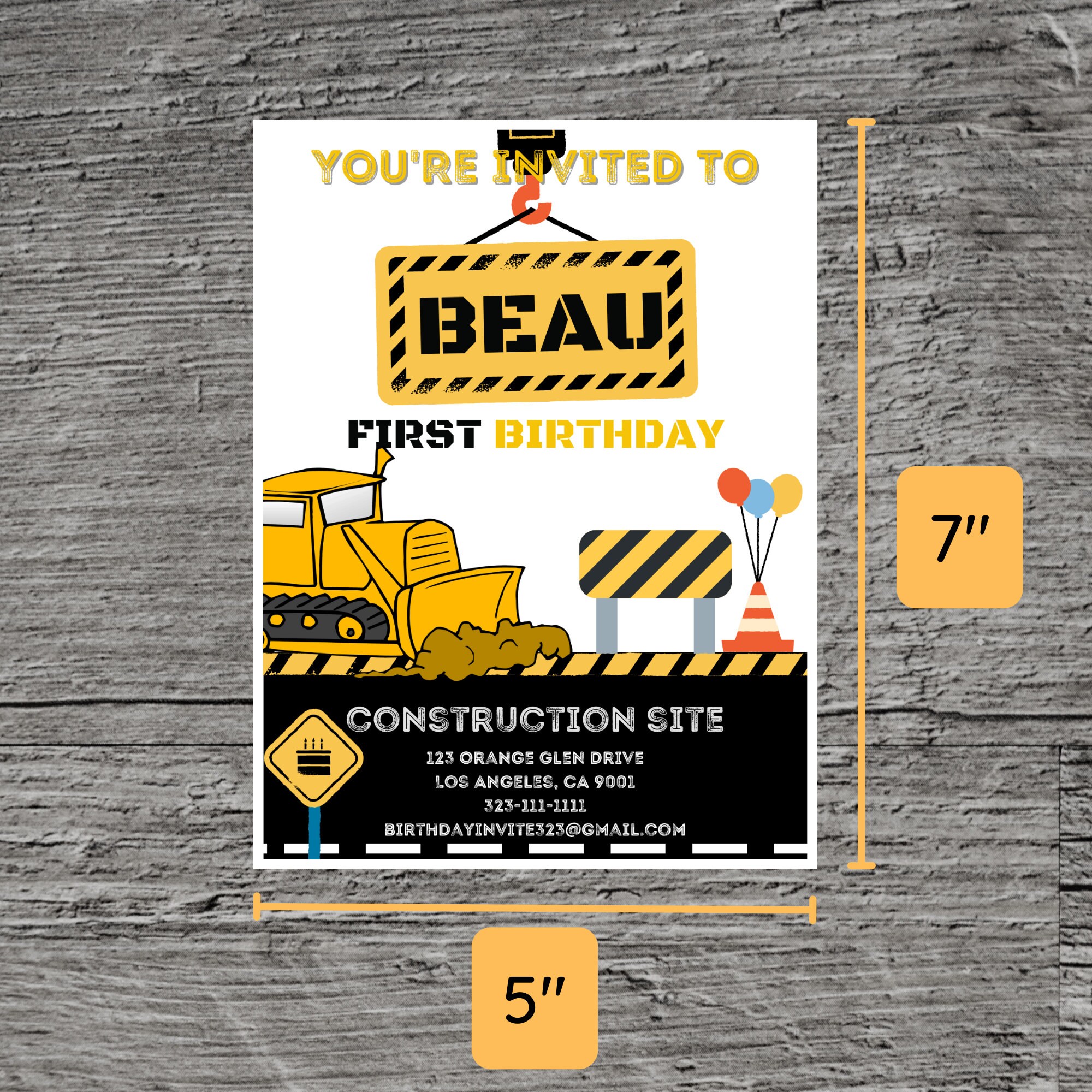 Construction Theme Birthday Party Invitation, Builder Hard Hat Design ...