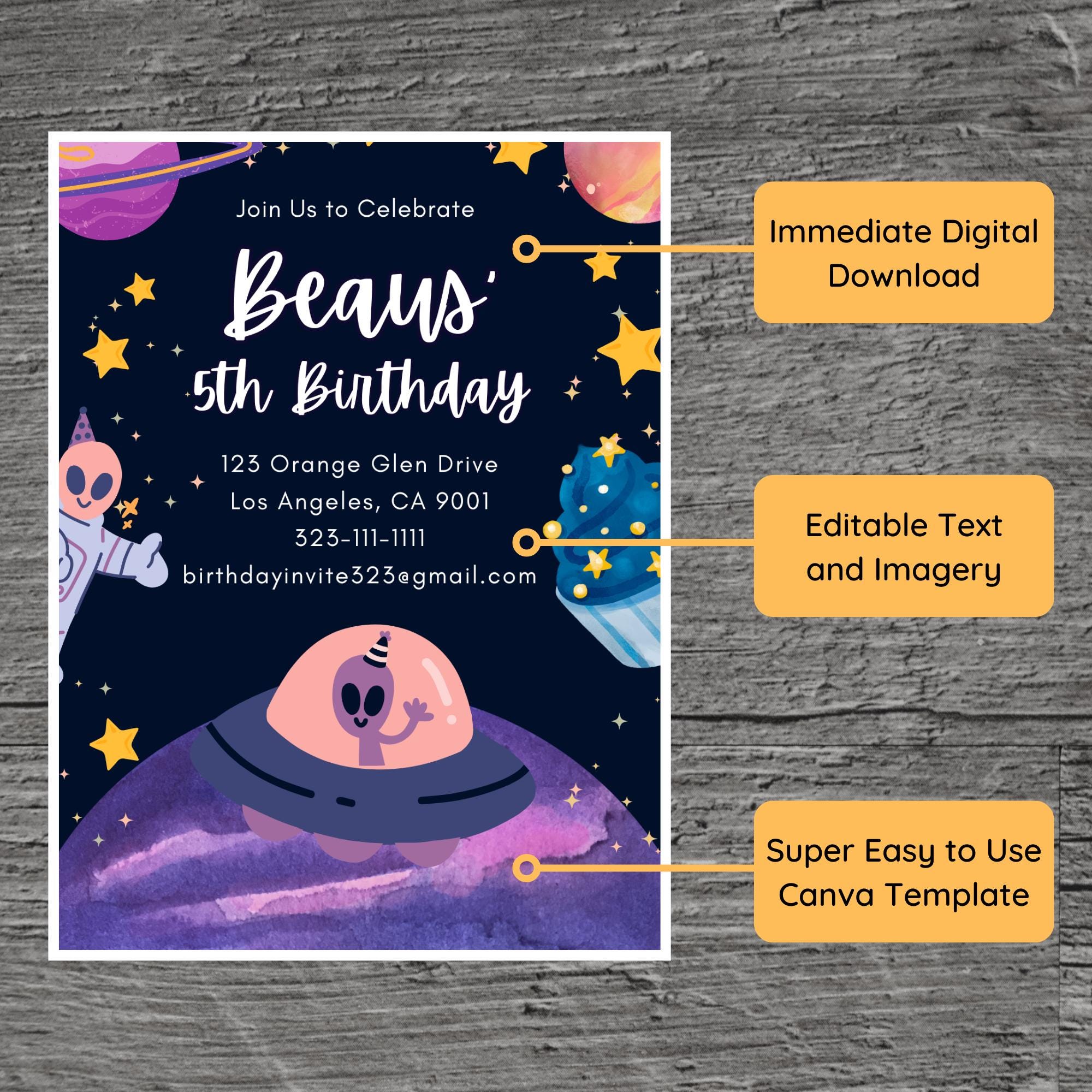 Aliens for Beau Theme Birthday Party Invitation Template, Stranger ...