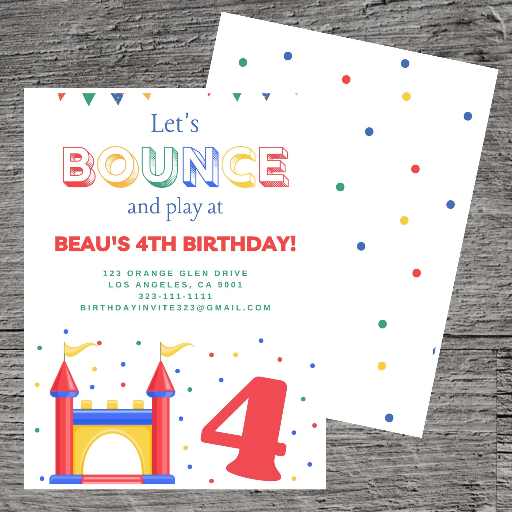 Bouncy House Theme Birthday Party Invitation, Bounce Inflatable Jump ...