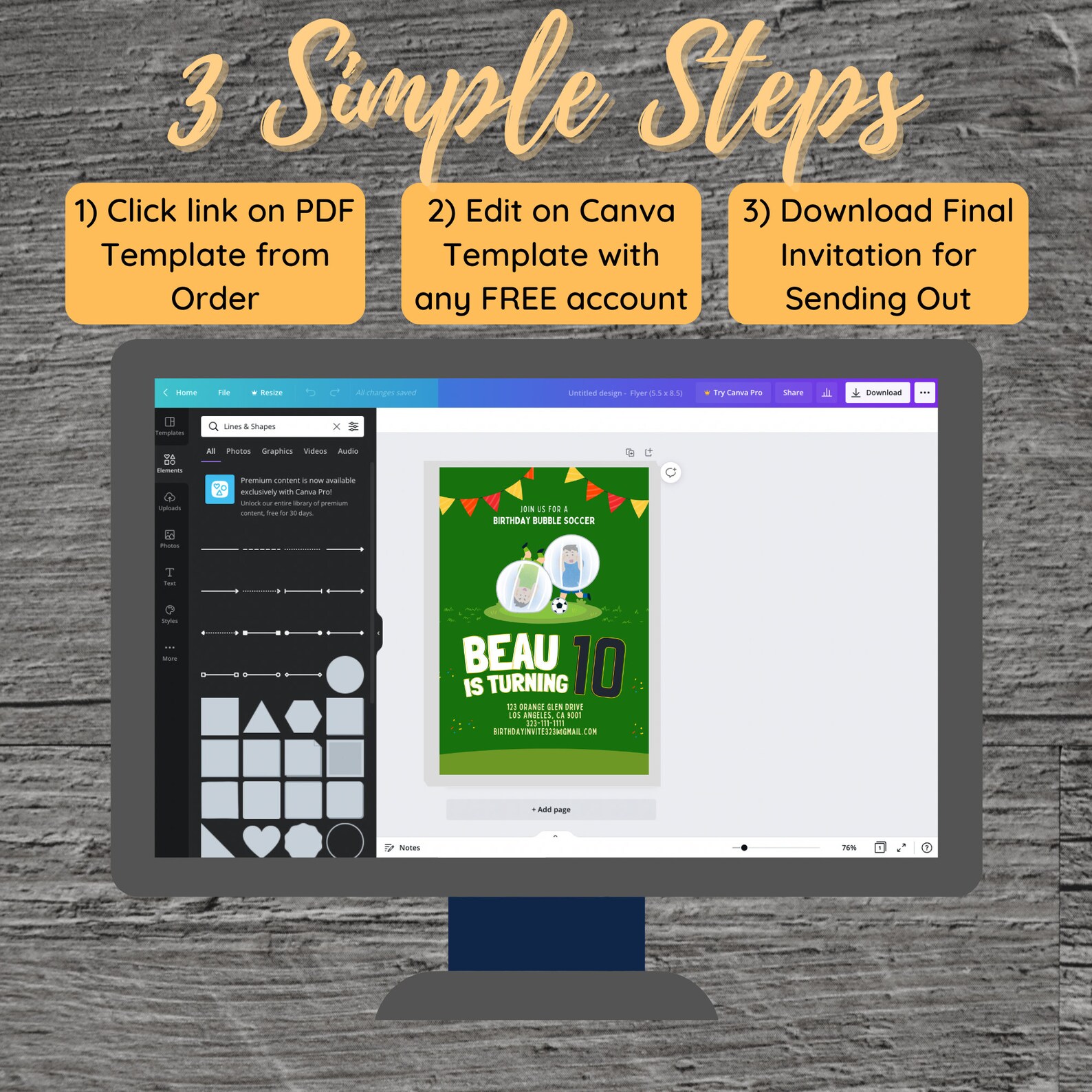 Bubble Soccer for Beau Theme Birthday Party Invitation Template ...