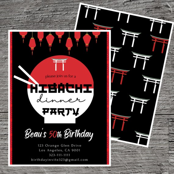 Hibachi Dinner Birthday Party Invitation Menu Asian Order - Etsy