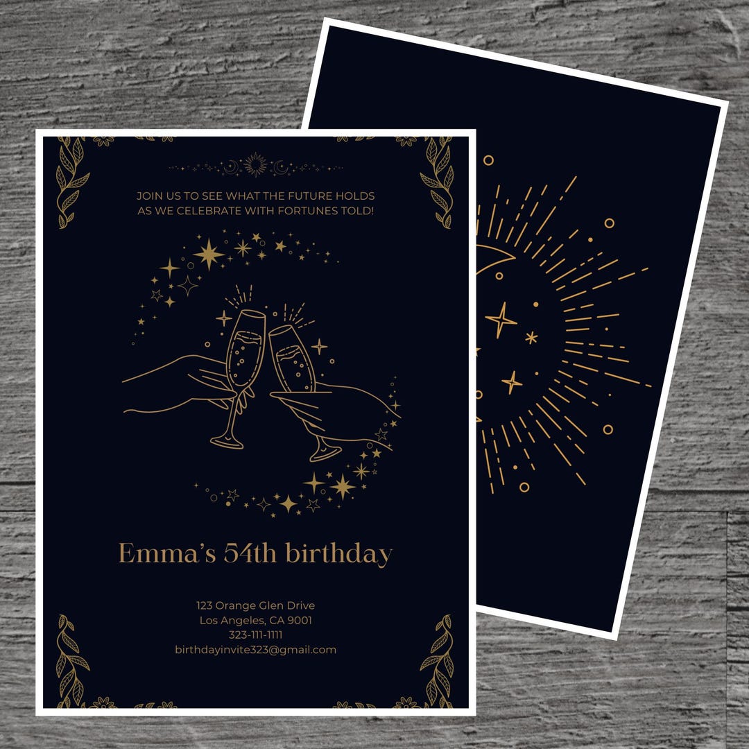 Psychic Telling for Emma Theme Birthday Party Invitation Template, Palm ...